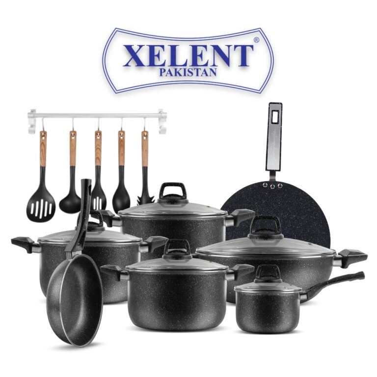 Xelent Pakistan Marble Jumbo Cookware Set 19 Pcs - XELENT PAKISTAN COOKWARE®
